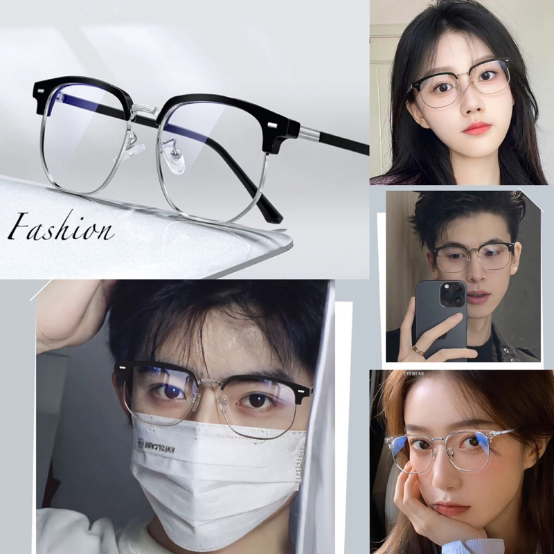 แว่นกรองแสง สายตาสั้น เลนส์BlueBlock กรองแสงสีฟ้าจากคอมมือถือ100% สำหรับผู้ชายผู้หญิง(สายตาสั้น ...