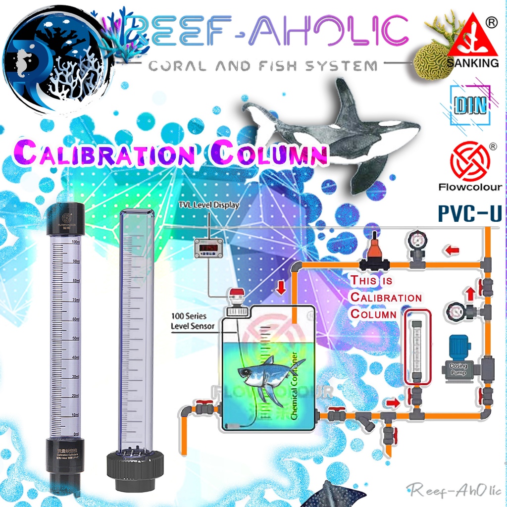Reef-aholic Flowcolour Calibration Column สวมยูเนียน และแบบเกลียว 100 - 200 ML สำหรังตวงปริมาตร ...