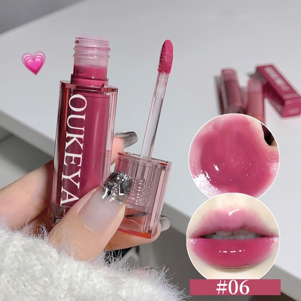 OUKEYA ลิปสติก ลิปกลอสทิ้นต์ ให้ความชุ่มชื้น น้ำหนักเบา สีสันแตกต่าง ...