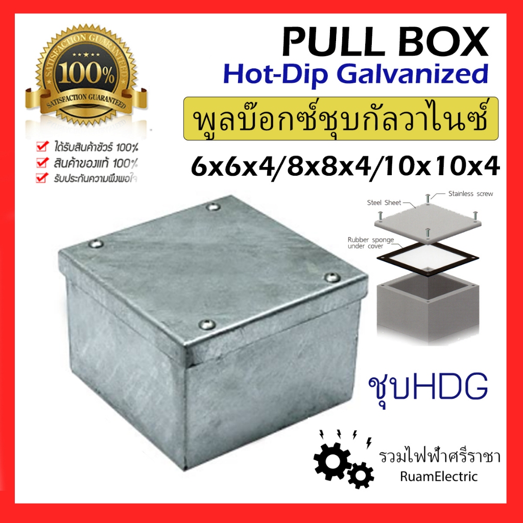 Pull box HDG พูลบ๊อกซ์ แบบชุบ Hot-Dip Galvanized พูลบ็อก บ็อกพักสาย กล่องเหล็กพักสายไฟ กัลวาไนซ์ ...