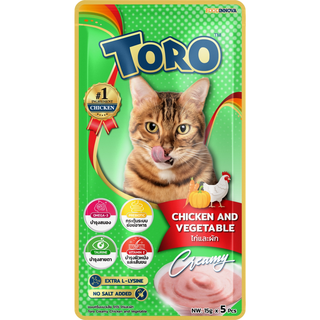 Toro Toro creamy treat โทโร โทโร่ ขนมครีมแมวเลีย 15gx5 จำนวน 1 ซอง ...