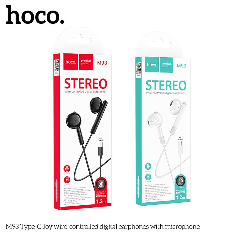 Hoco M93 หูฟังเอียร์บัด 3.5mm / Type-C ไมค์ในตัว คุยสายได้ มีปุ่ม ...