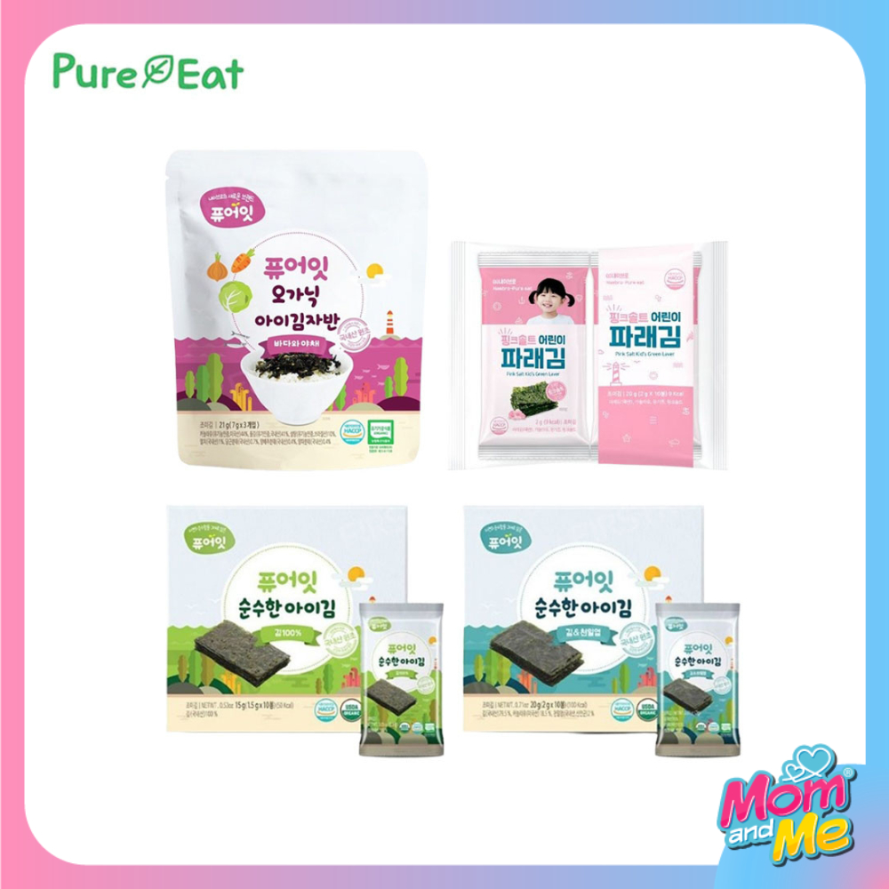 Pure Eat สาหร่ายสำหรับเด็กเล็ก สาหร่ายโรยข้าว กิมจาบัน สาหร่ายแผ่น สูตรออร์แกนิค ไม่ปรุงรส ไม่มี ...