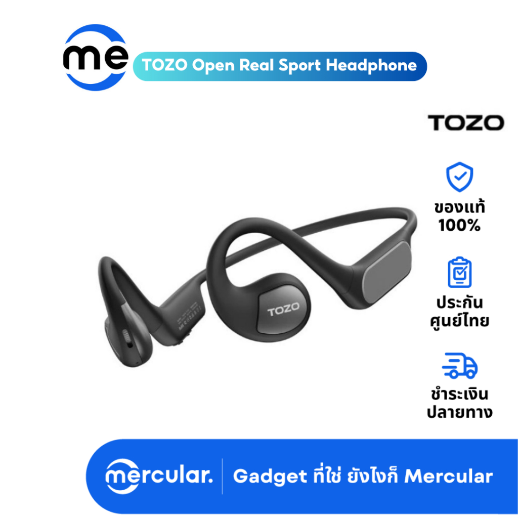 หูฟัง TOZO Open Real Sport Headphone หูฟังออกกำลังกาย บางเบา Bluetooth ...