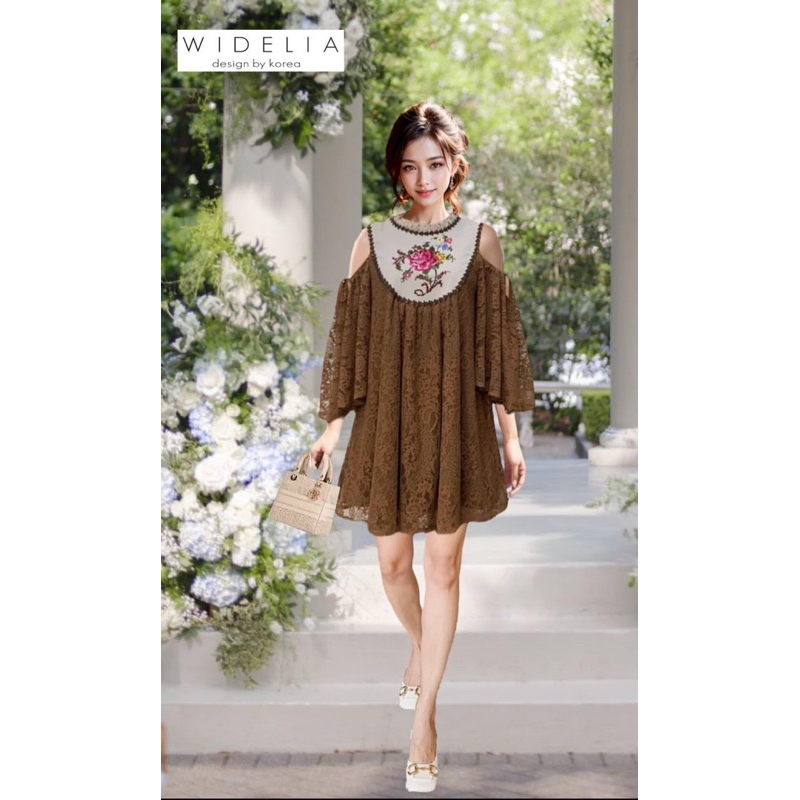 เดรสวินเทจงานป้ายwidelia | Shopee Thailand