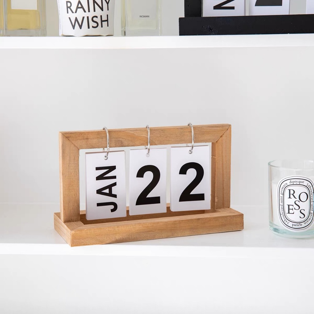 O•urHome [พร้อมส่ง]ปฏิทินพลิกไม้Wooden flip calendarของตกแต่งบ้าน ...