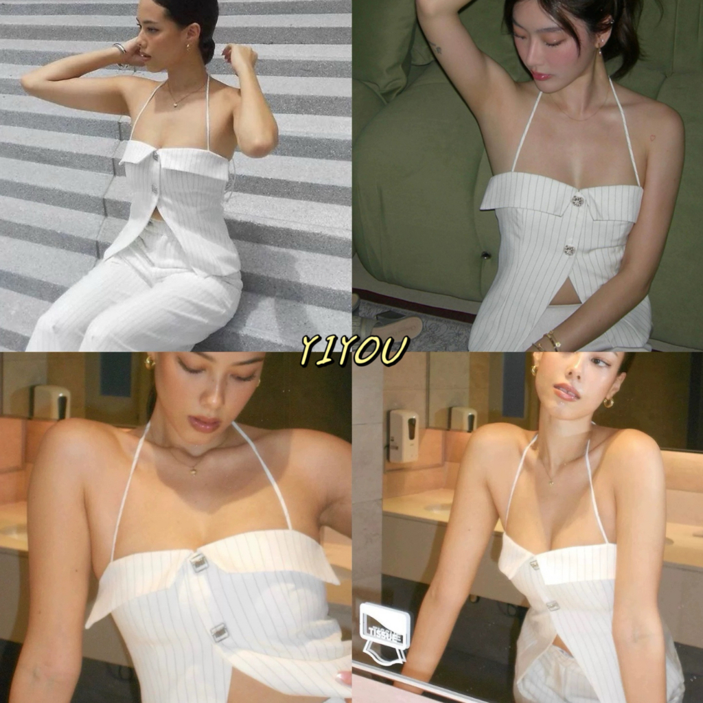 YIYOU การจัดส่งที่รวดเร็วจากกรุงเทพ เสื้อกล้ามเปลือยหลังของผู้หญิงฤดูร้อน เสื้อแฟชั่นแขนกุดลาย ...