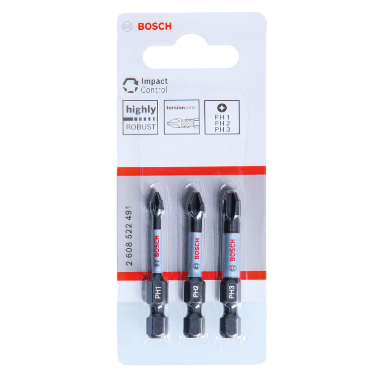 BOSCH ดอกไขควง Impact Control 3ชิ้น รุ่น 2608522491 มีสามขหนาด PH1 ...