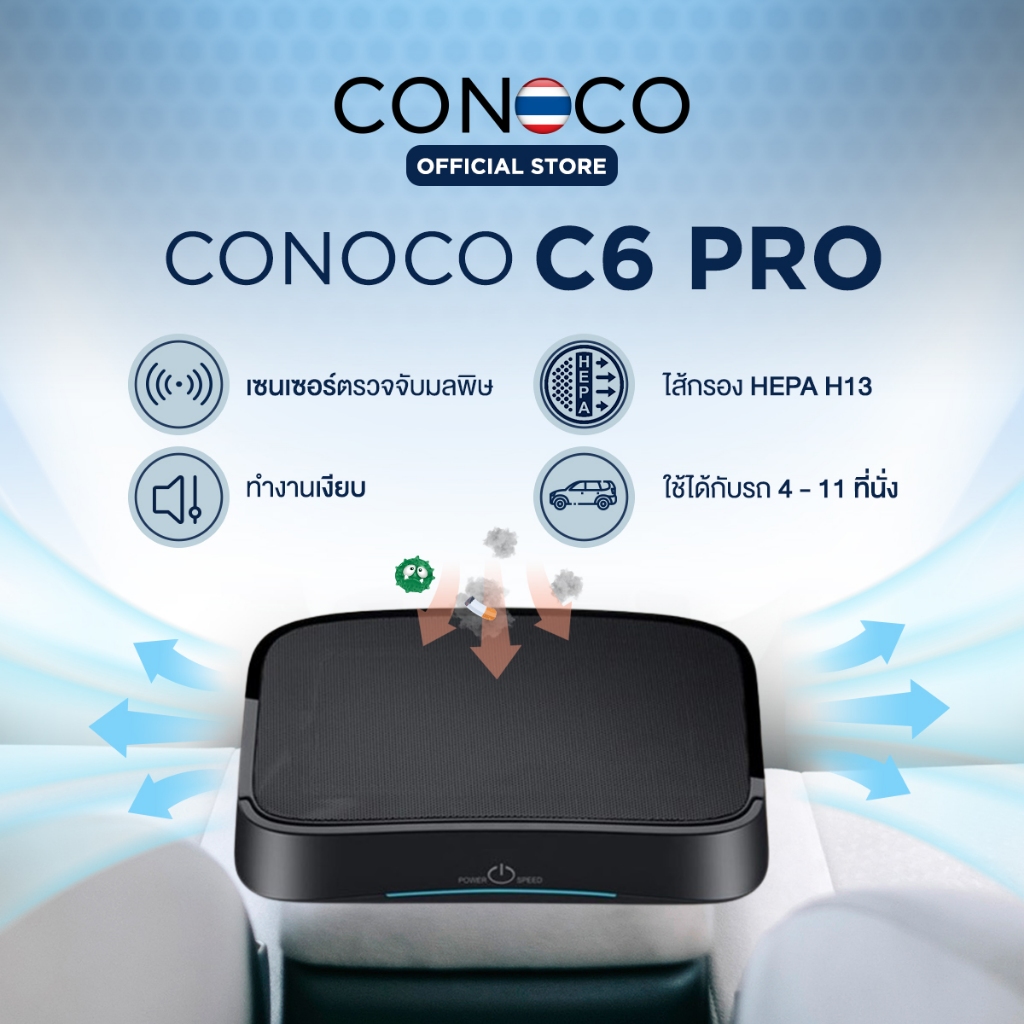 CONOCO เครื่องฟอกอากาศในรถยนต์ C6 PRO | Shopee Thailand