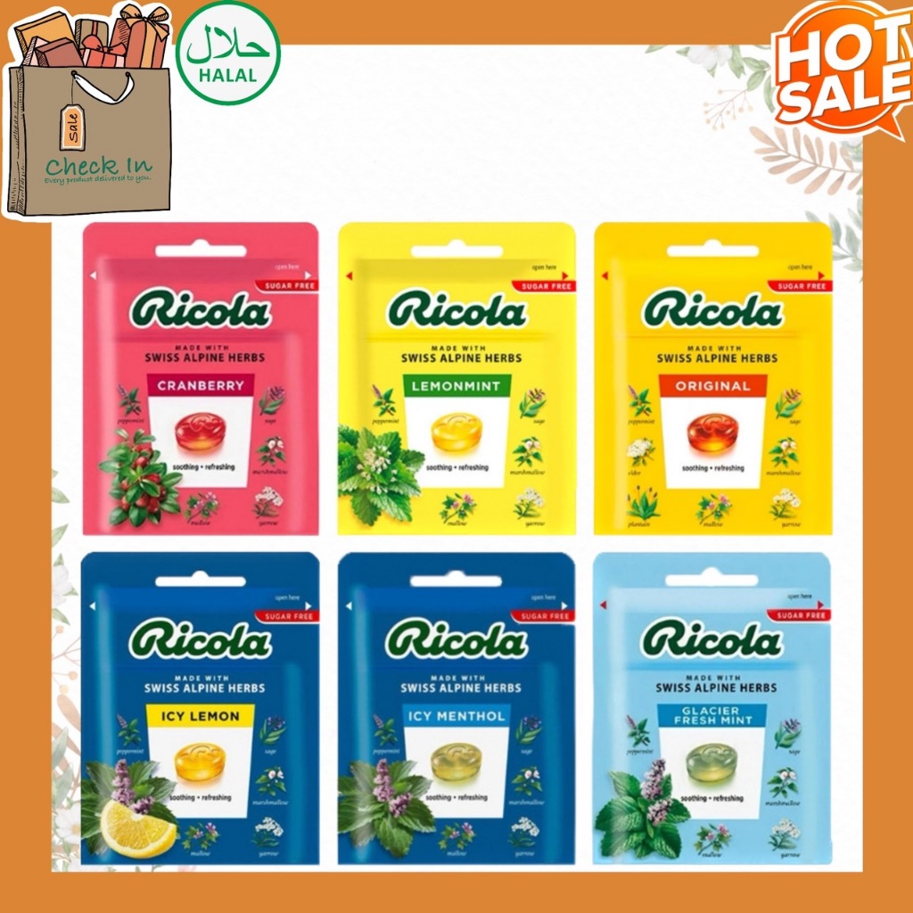 New( ถูกที่สุด พร้อมส่ง) Ricola Swiss Alpine Herb Sugar Free 17.5g กอม ริโคล่า ลูกอมสมุนไพร ชุ่ม ...