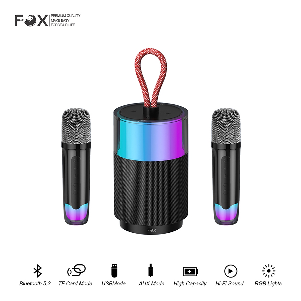 [รับประกัน 1 ปี] FOX Karaoke Speaker Two MicroPhone ลำโพงคาราโอเกะ ...