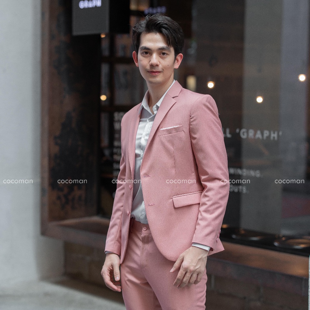 COCO-MAN เสื้อสูทกระดุม 2 เม็ด สีโรสโกลด์ หรือพิงค์โกล ชุดสูทผู้ชาย มี ...