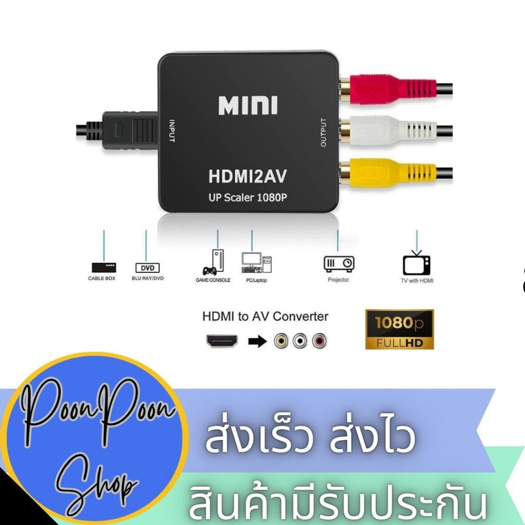 ส่งเร็ว ส่งไว กล่องแปลงสัญญาณ HDMI to AV (MINI HDMI2AV Converter ...