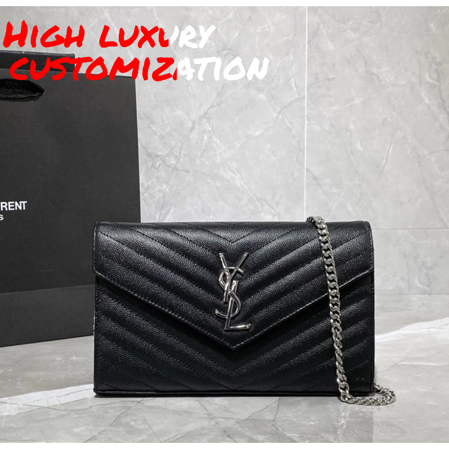 Yves Saint Laurent YSL 𝑴𝒐𝒏𝒐𝒈𝒓𝒂𝒎 𝑾𝒐𝒄 MONOGRAM caviar pattern envelope ...