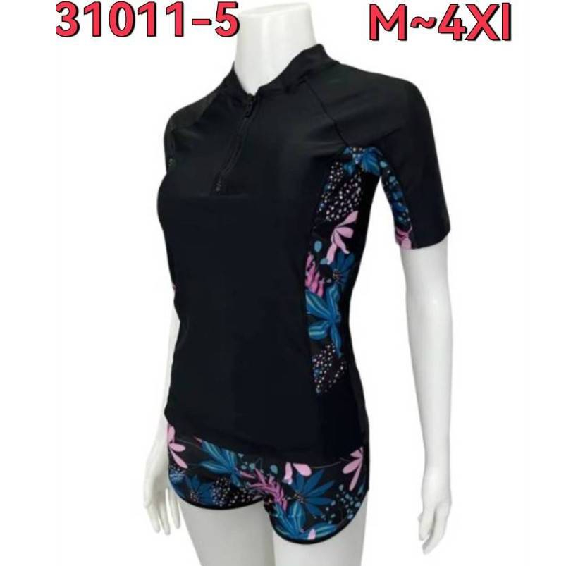 ชุดว่ายน้ำ;ทูพีช ชุดว่ายน้ำแขนสั้น ชุดว่ายน้ำชุดว่ายน้ำหญิง เสื้อ+ กางเกง กันยูวี M L XL 2XL 3XL ...