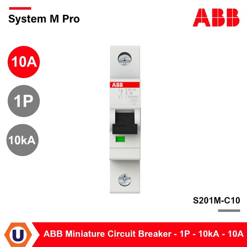 ลูกเซอร์กิตเบรกเกอร์ 1P 10A 6KA SH201-C10 ABB | Shopee Thailand