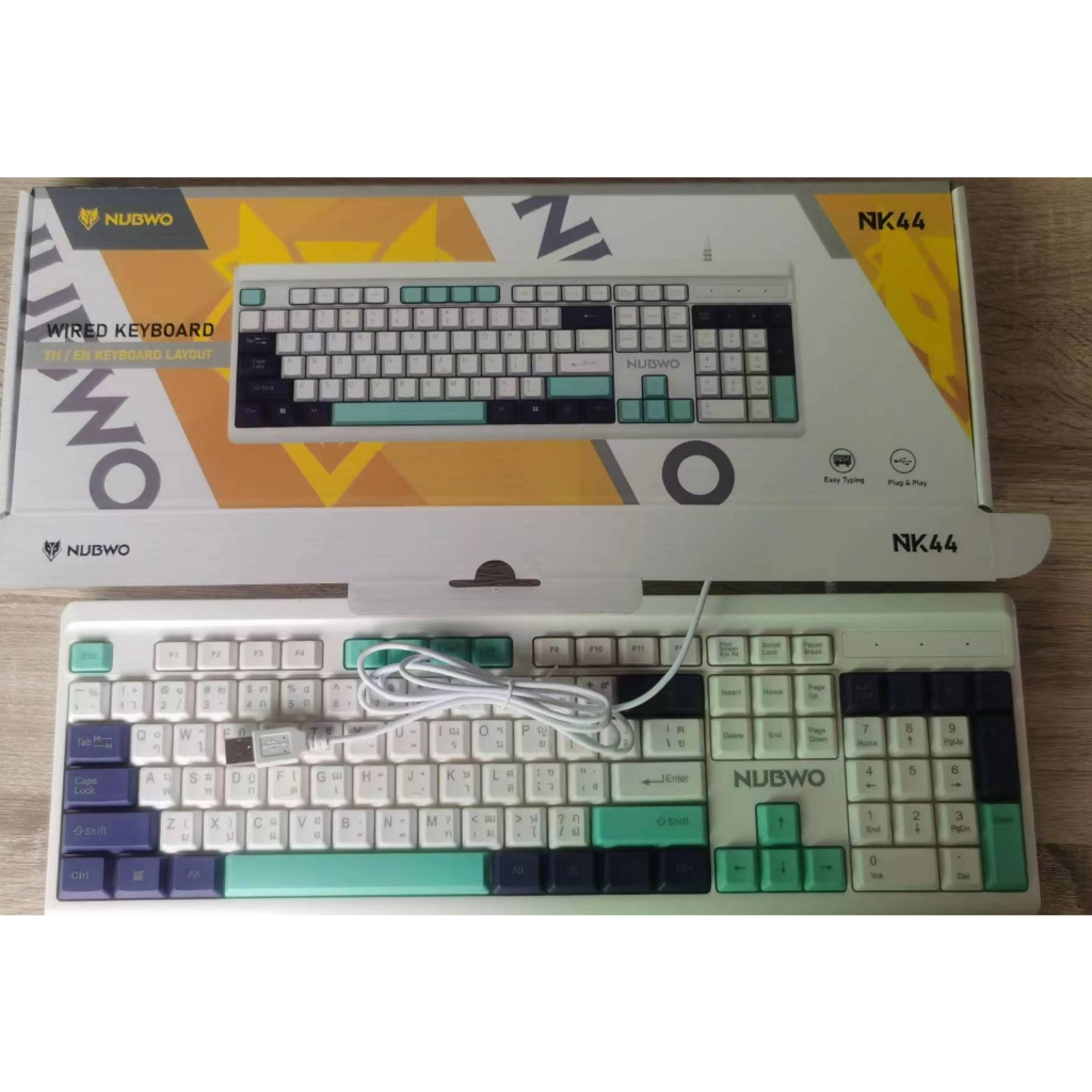 Nubwo NK-44 คีย์บอร์ดสาย สีสันสดใส แป้นพิมพ์ TH-ENG | Shopee Thailand