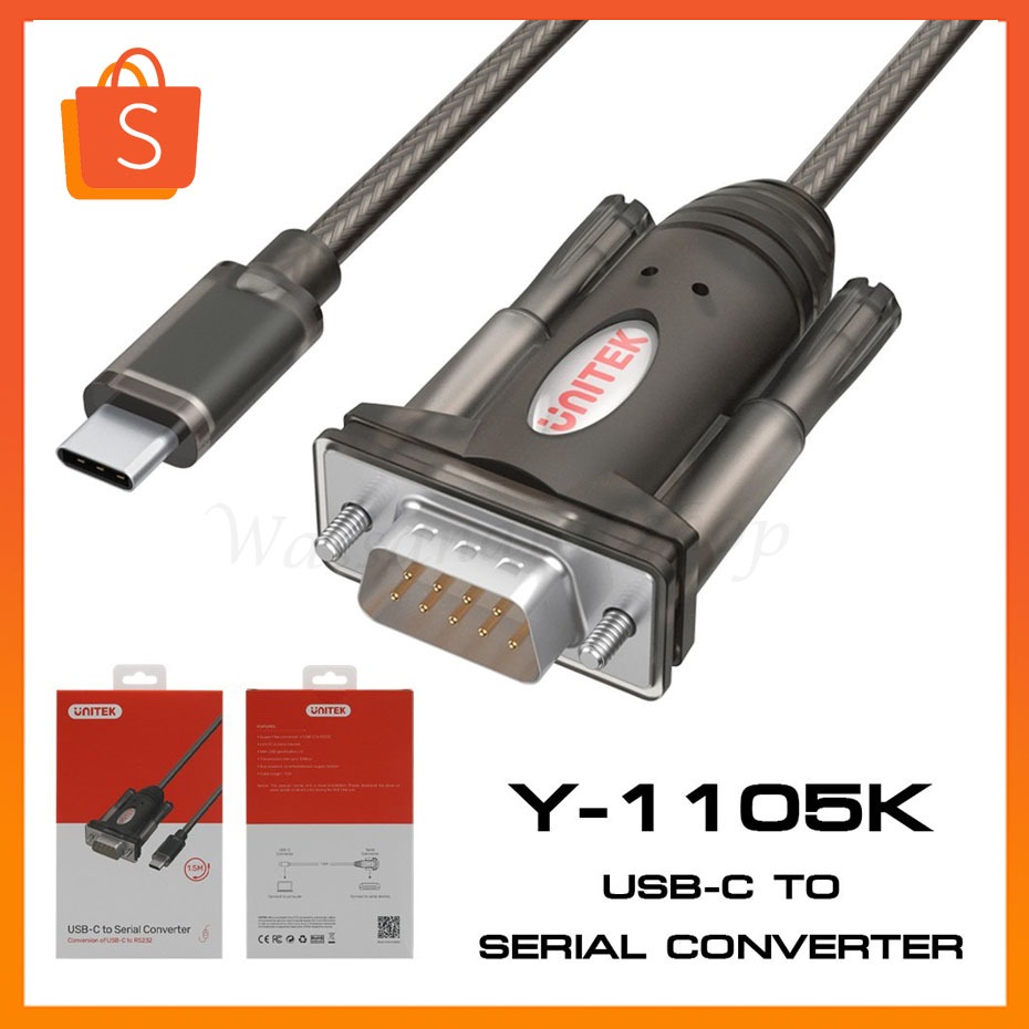 Unitek Y-1105K Cable USB Type C TO Serial RS-232 1.5M | Shopee Thailand