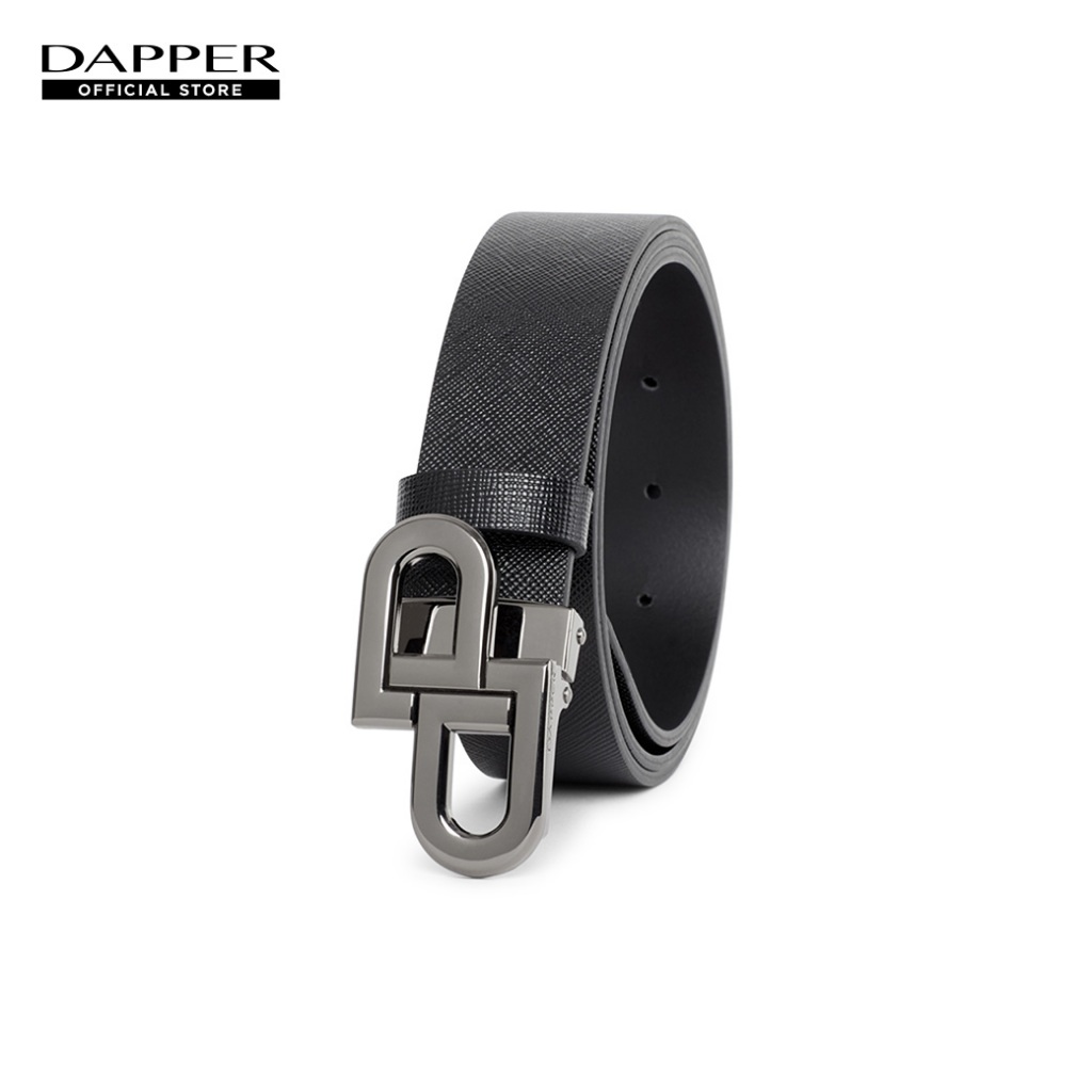 DAPPER เข็มขัดหนังแท้ DP Iconic Buckle Saffiano Belt สีดำ (BBCB1/1359PG) | Shopee Thailand