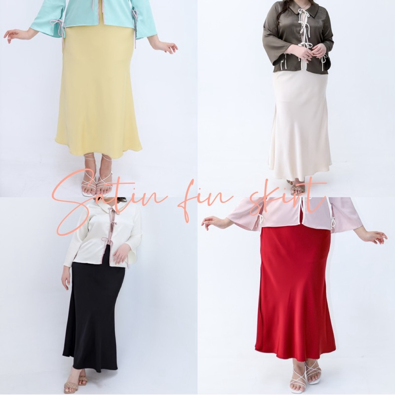 (MTNWHMG ลด 60.-) Lady M | Satin Fin skirt กระโปรงสาวอวบซาตินออกงาน ไปเที่ยว ใส่ได้ everday look ...