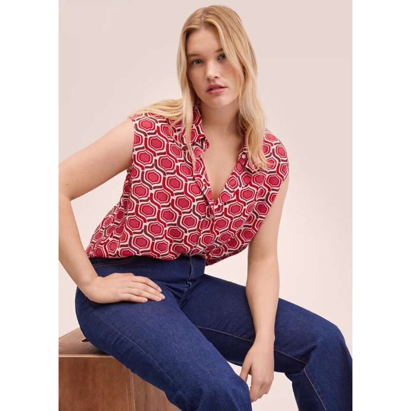 เสื้อเชิ้ตคอปกแขนกุดผ้ามีเท็กเจอร์ Mango Flowy Textured Tank Top เข้า ...