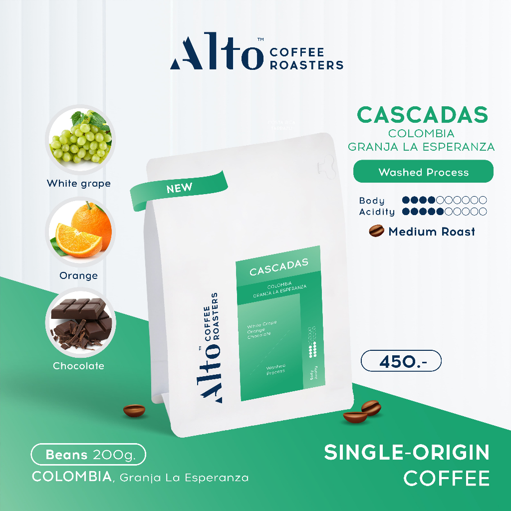 Alto Coffee เมล็ดกาแฟ คั่วกลาง CASCADAS, Colombia คาสคาดัส โคลอมเบีย ...