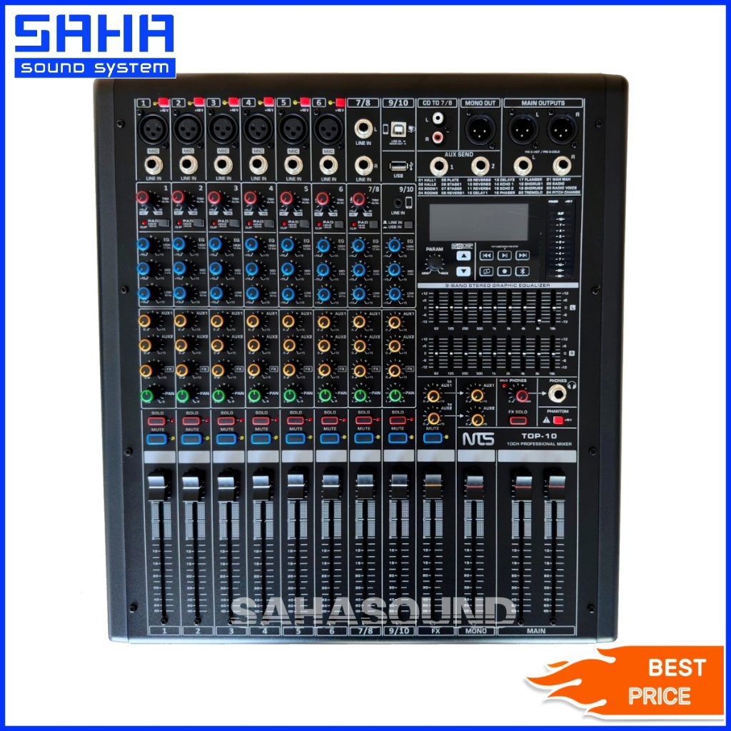 NTS TOP-10 MIXER 6 MONO 2 ST มิกเซอร์ 24DSP (MP3/Bluetooth) sahasound - สหซาวด์ | Shopee Thailand