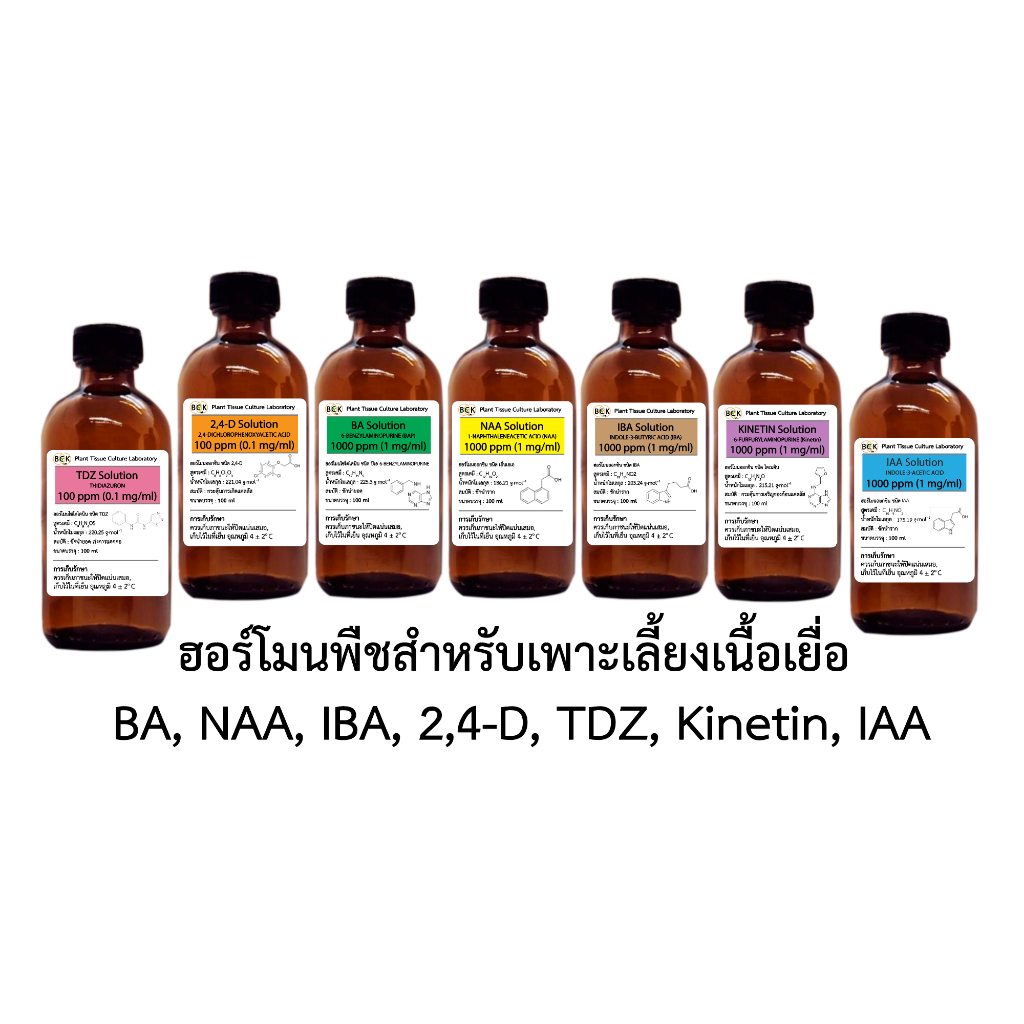 ฮอร์โมนพืชสำหรับเพาะเลี้ยงเนื้อเยื่อ BA, NAA, IBA, TDZ, Kinetin 2,4-D ...