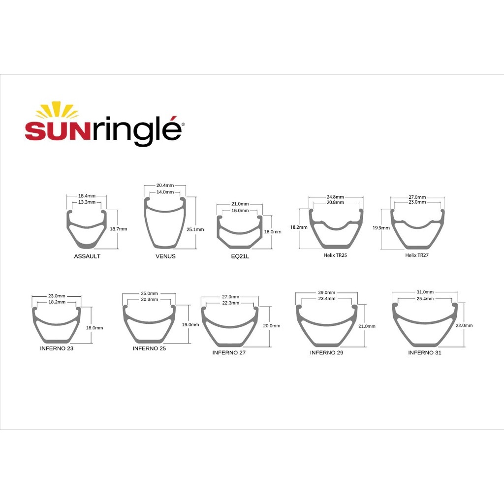 ขอบล้อเสือภูเขา 26 นิ้ว Sun Ringle Inferno31 Rim Silver 32 Hole 26" MTB ...