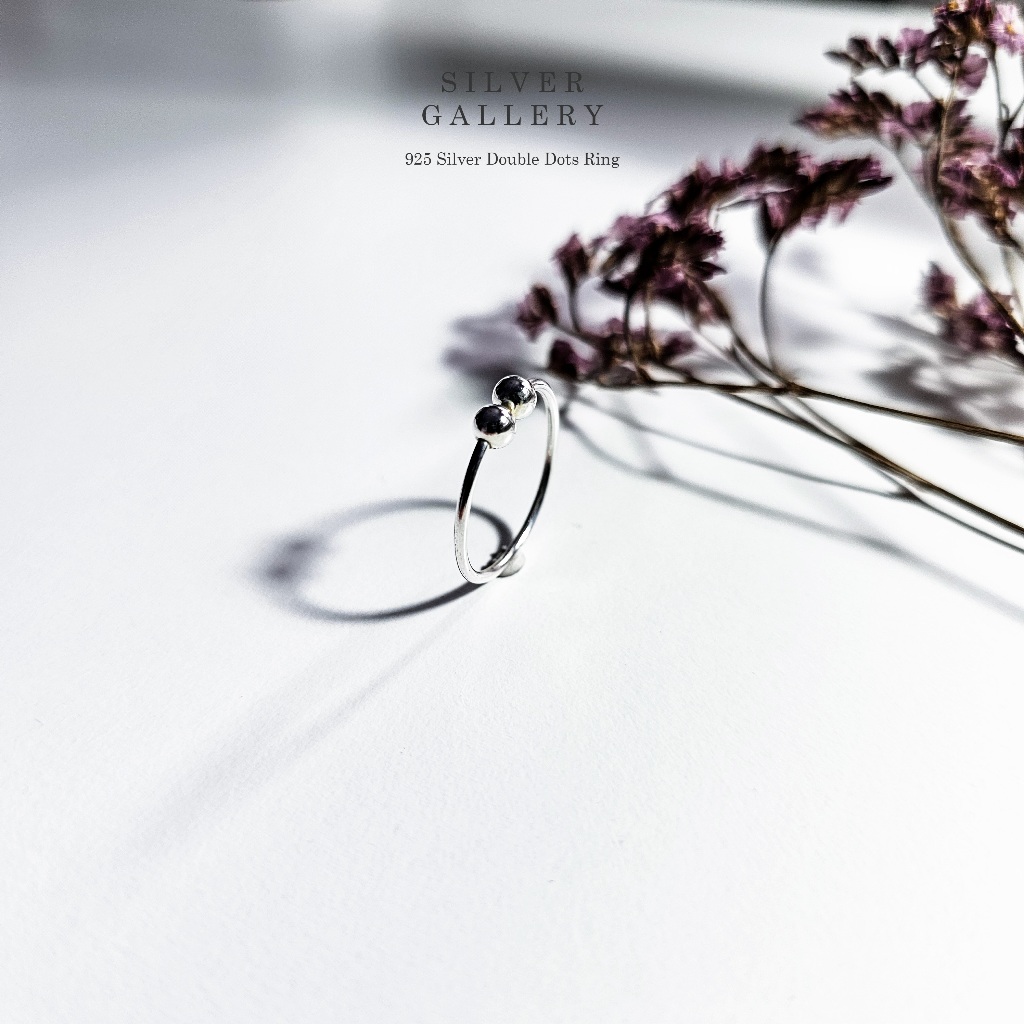 แหวนเงินแท้ 925 Silver Double Dots Ring แหวนเงินแท้ แหวนเงิน เครื่องประดับเงิน | Shopee Thailand