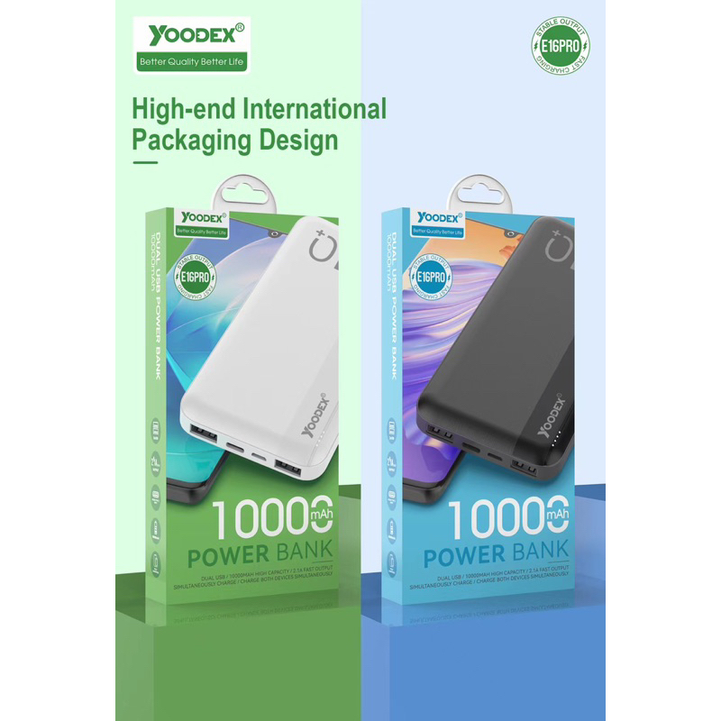 แบตสำรอง powerbank YOODEX รุ่น E16pro ความจุ 10000mah จ่ายไฟ 2.1A พร้อม ...