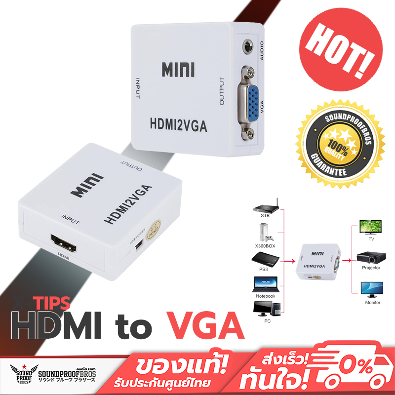 X-Tips - HDMI to VGA อะแดปเตอร์แปลง HDMI ออก VGA พร้อม AUX 3.5 มม. | Shopee Thailand