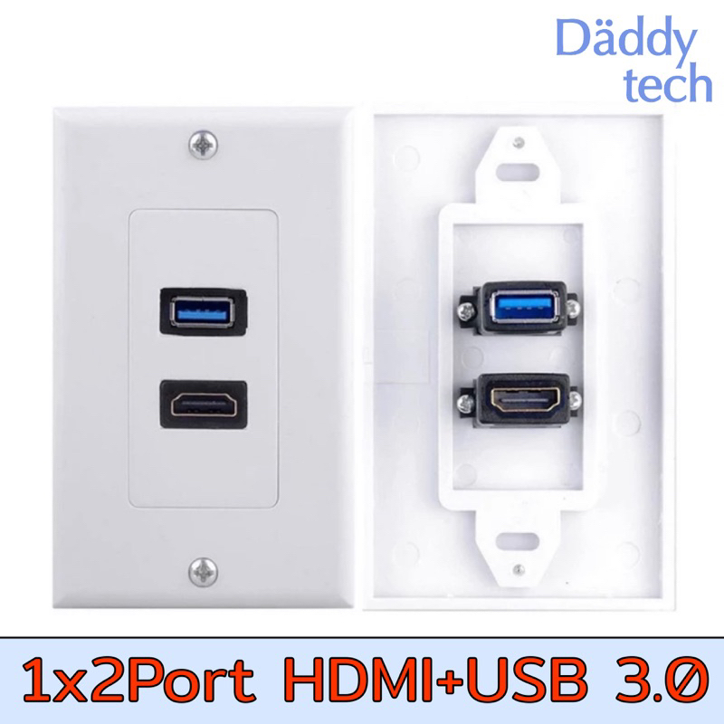 1x 2Port HDMI+USB 3.0 Female Wall Face Plate Panel Outlet Socket ...