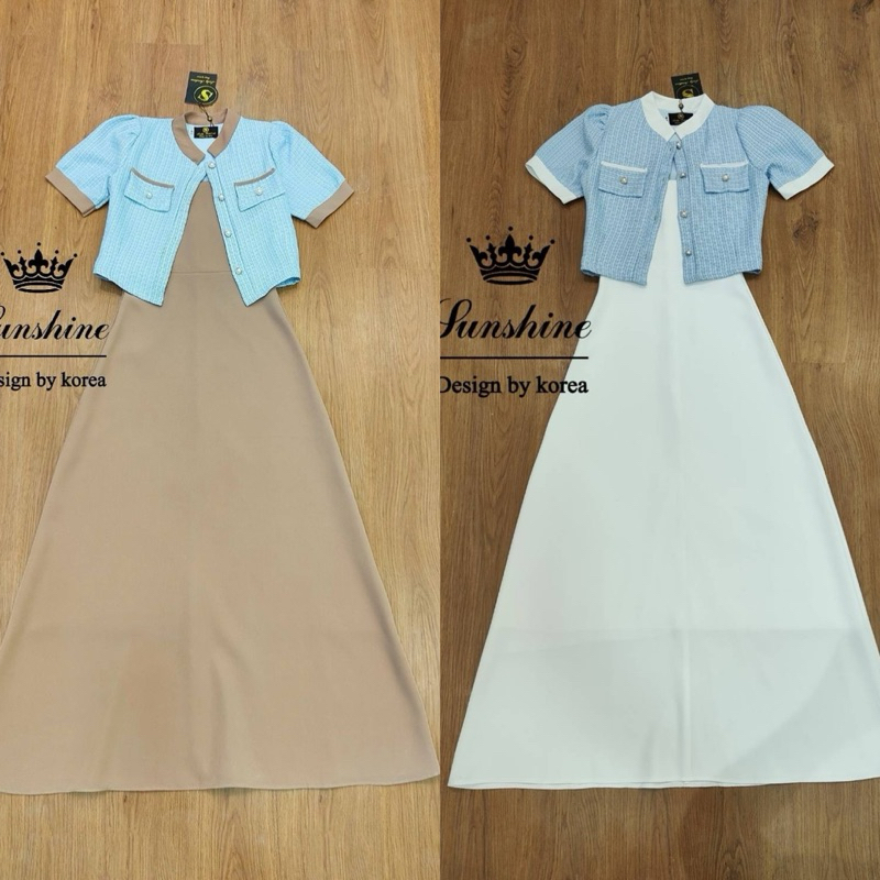 S Xl เดรสยาว เสื้อคลุมทวิต ผ้าอย่างดี งานป้าย Lady Sunshine Shopee