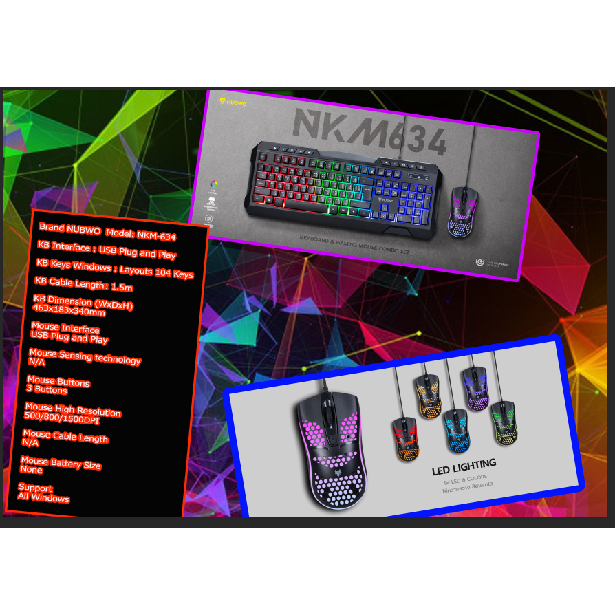 ชุดคีย์บอร์ด+เมาส์NUBWO NKM-634 SAVITAR BLACK Keyboard and Gaming Mouse Combo Set | Shopee Thailand