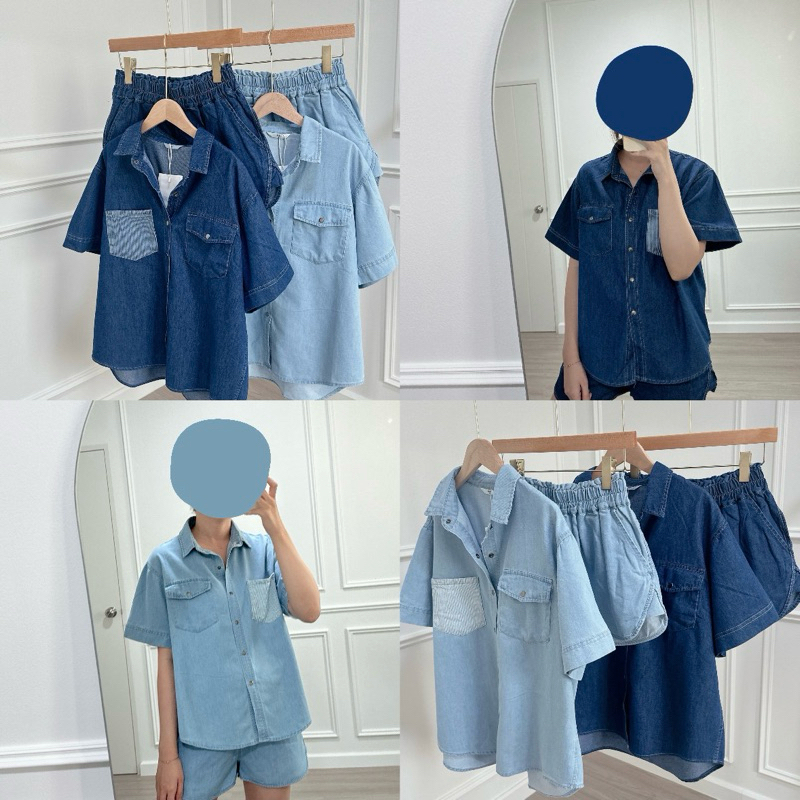 demin set - ชุด set ผ้ายีนส์เนื้อนิ่ม | Shopee Thailand