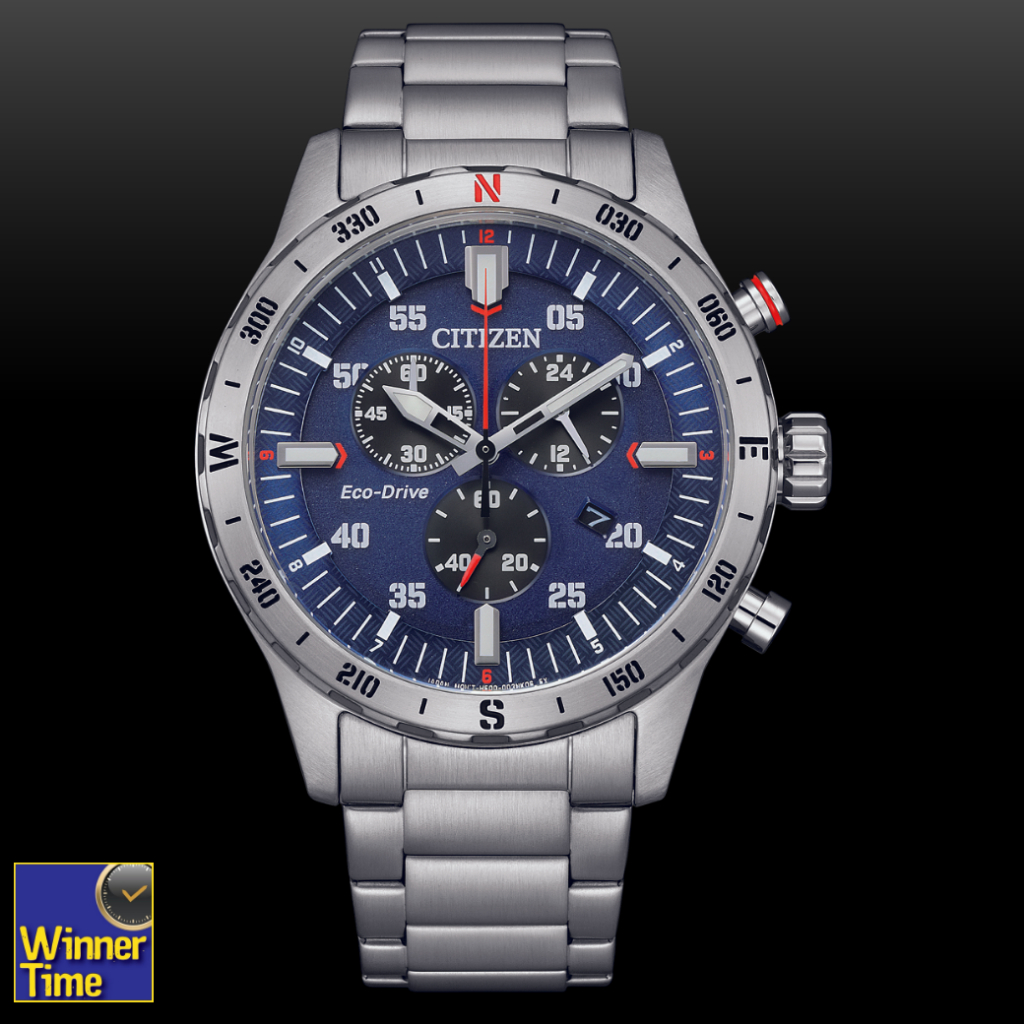 นาฬิกาข้อมือผู้ชาย Citizen Eco-Drive Chronograph Stainless Steel Black ...