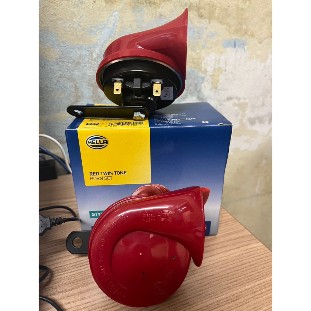 แตรหอยโข่งเสียงเบ๊นซ์ HELLA Red Twin Toneสีแดง 12V (1คู่) | Shopee Thailand
