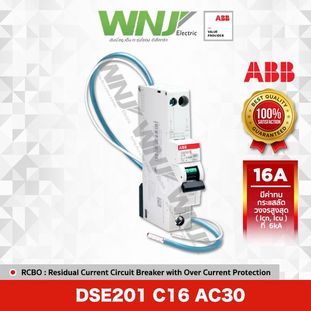ABB RCBO กันดูดรุ่น DSE201 C16 AC30 ขนาด 1 โพล 16 แอมป์(A) | Shopee ...