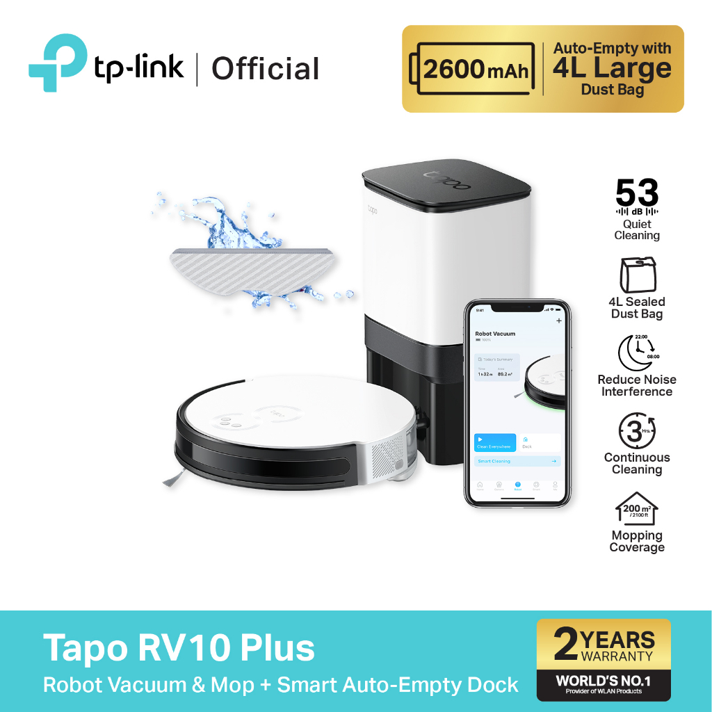 หุ่นยนต์ดูดฝุ่น TP-LINK (Tapo RV10 Plus) Robot Vacuum & Mop + Smart ...