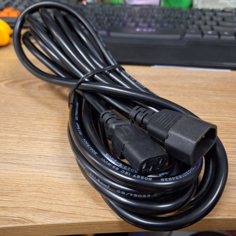 IEC C14 C13 สายไฟ1.8M 3M 5M UPS สาย Power Extension Cable 3x1.5mm ...