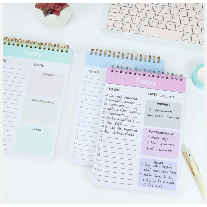 Today’s Plan Notepad สมุดจดรายวันแบบสันลวด | Shopee Thailand