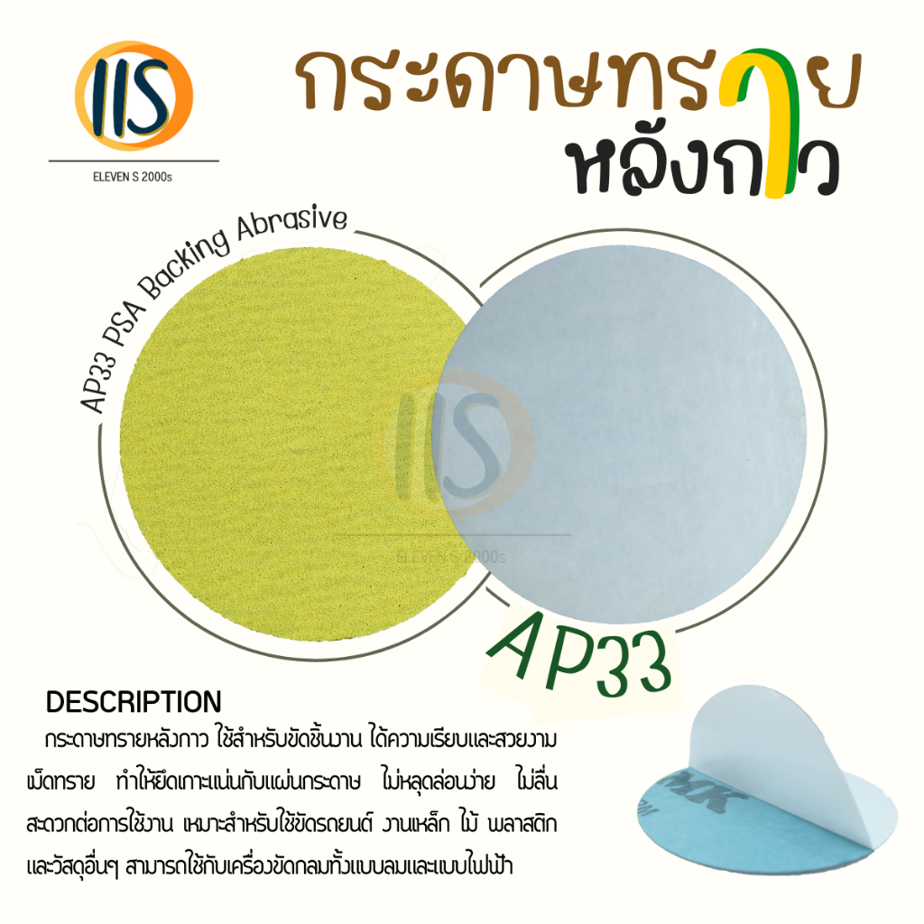 กระดาษทรายหลังกาว AP33 7-16 นิ้ว [AP33 PSA Backing Abrasive 175-405 mm ...