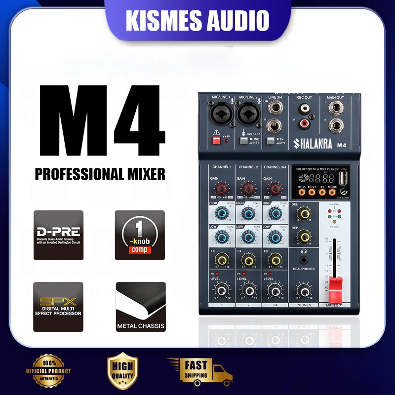 Mixer M4 professional mixer, 4-channel mixer supports Bluetooth/USB/mp3 ...