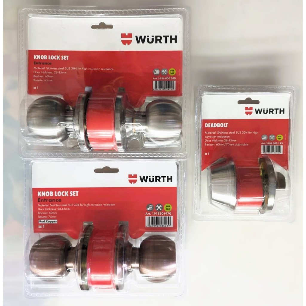 WURTH ลูกบิดประตูสแตนเลส Cylindrical knob lock set สีสแตนเลส สีทองแดง ...