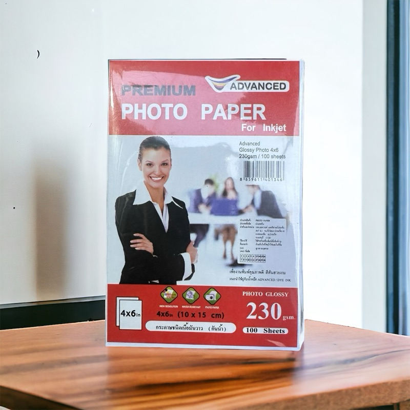 กระดาษA6 กระดาษโฟโต กันน้ำ 4x6นิ้ว หนา180แกรม/200แกรม/230แกรม ยี่ห้อAdvanced ผิวมันเงา Photo ...