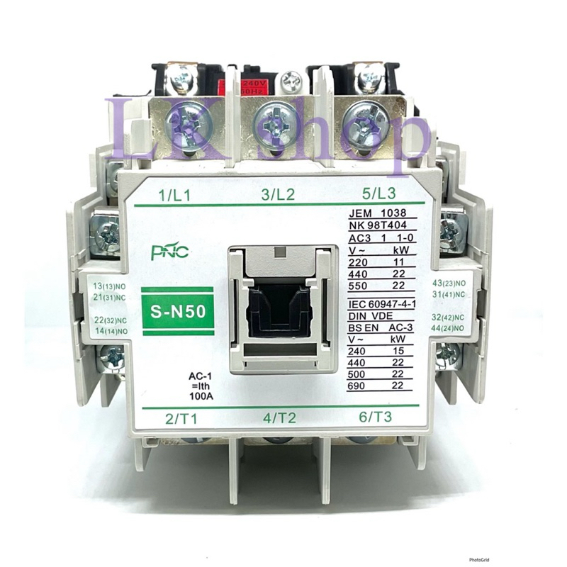 S-N50 MAGNETIC CONTACTOR แมกเนติก คอนแทกเตอร์ AC-1:Ith 100A คอนแทกช่วย ...