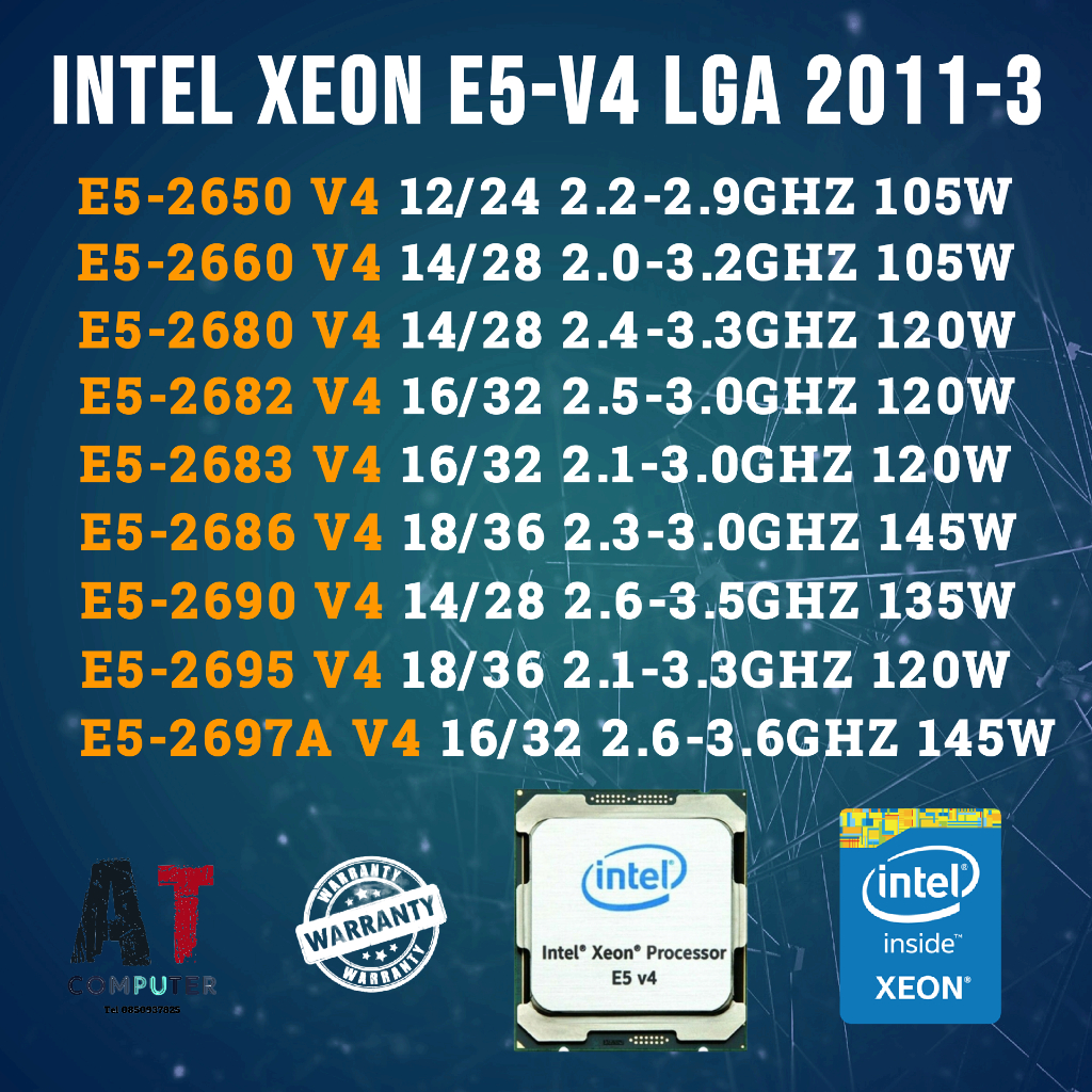 CPU Intel Xeon E5-2660 V4 /E5-2680 V4 /E5-2682 V4 /E5-2683 V4 /E5-2686 ...