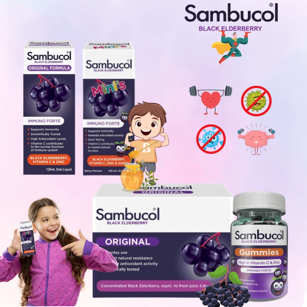 Sambucol Mini's 120ML /ORIGINAL 24แคปซูล / SAMBUCOL GUMMIES / SAMBUCOL ...