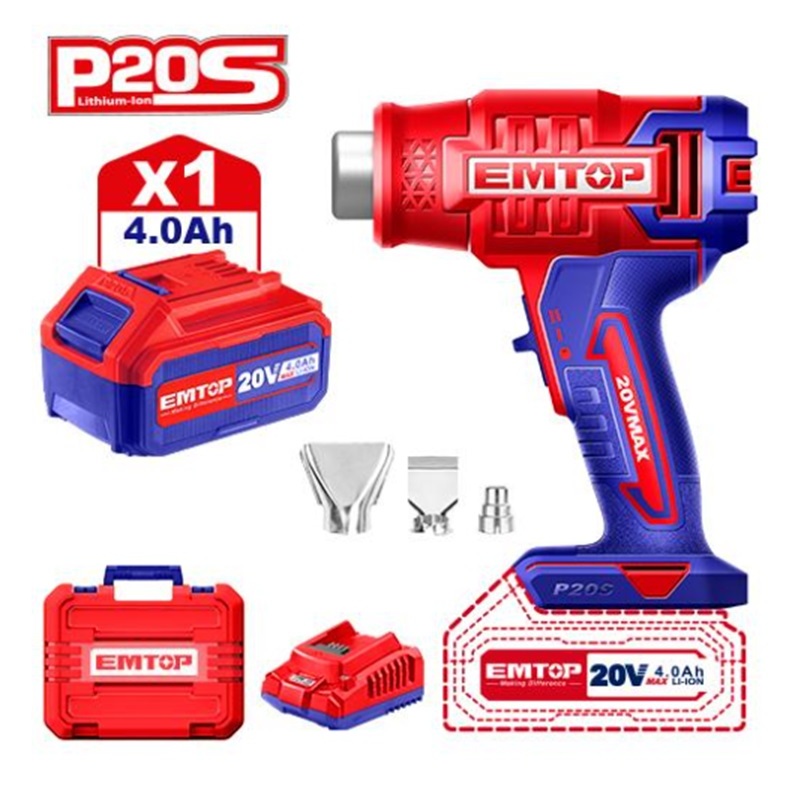 EMTOP เครื่องเป่าลมร้อน เครื่องเป่าลมร้อนไร้สาย 20V รุ่น EHGN200215 ...